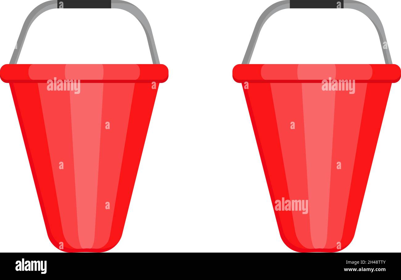 Fire buckets, illustration, vector on a white background Stock Vector ...