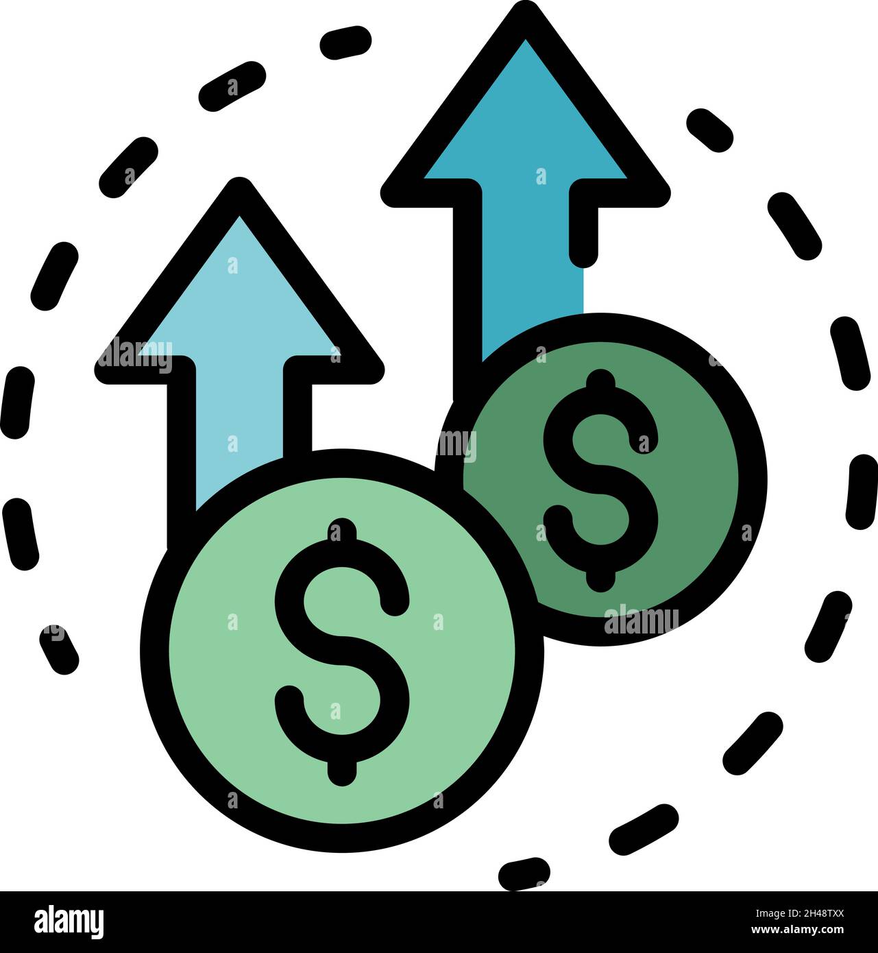 Money fund icon. Outline money fund vector icon color flat isolated ...