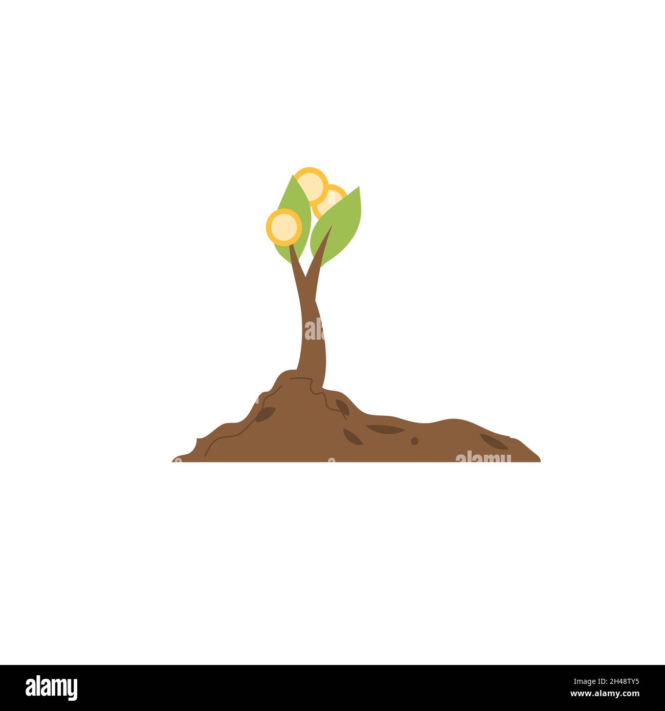 Flat cartoon money tree sprout,financial investments metaphor vector ...