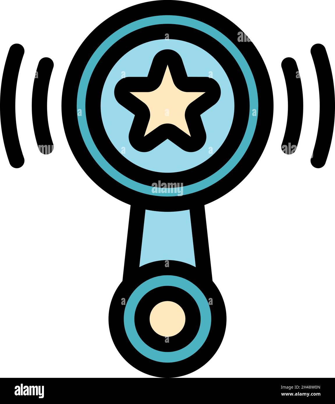 Newborn rattle icon. Outline newborn rattle vector icon color flat ...