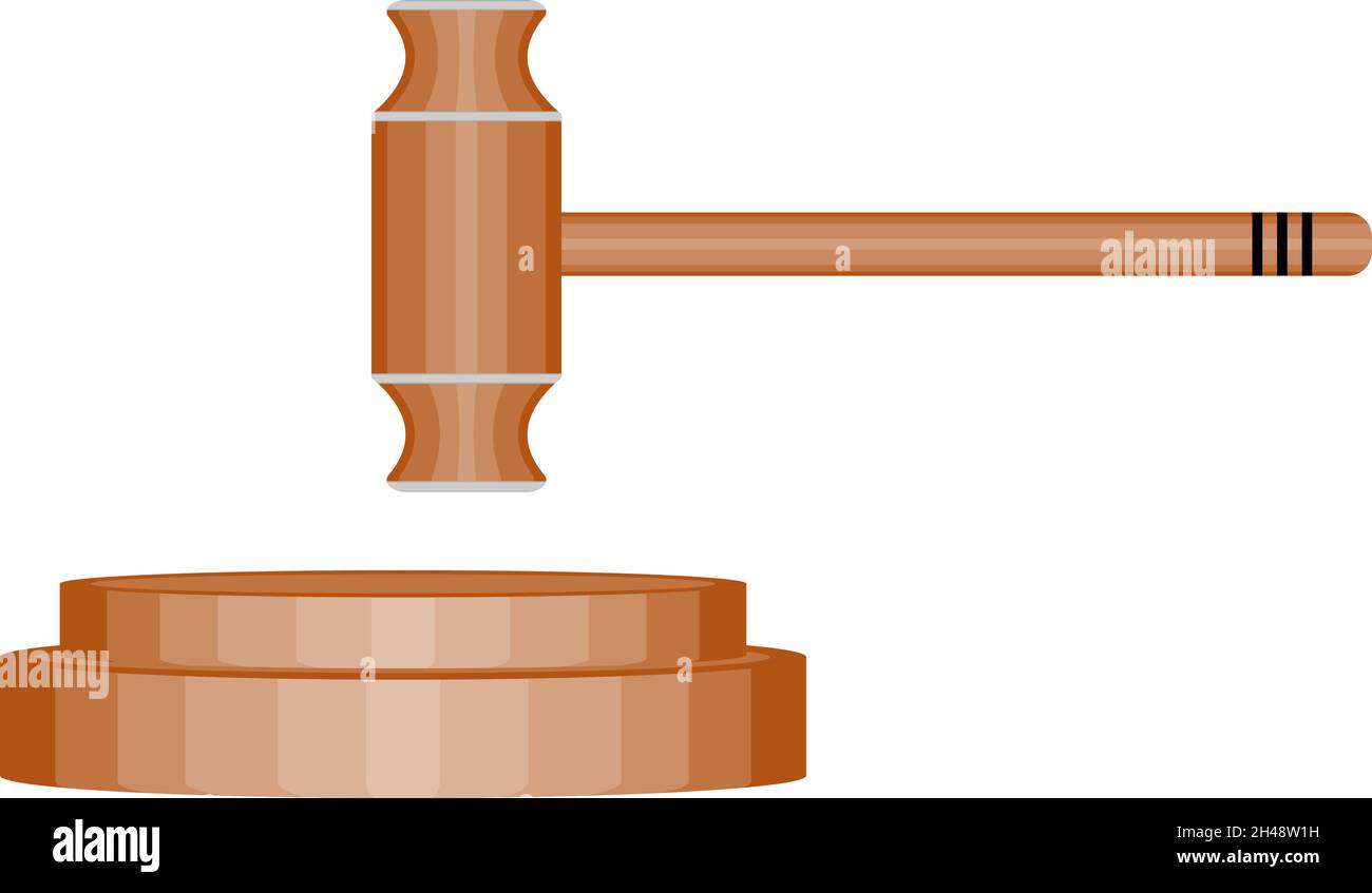 Judge hammer, illustration, vector on a white background Stock Vector ...