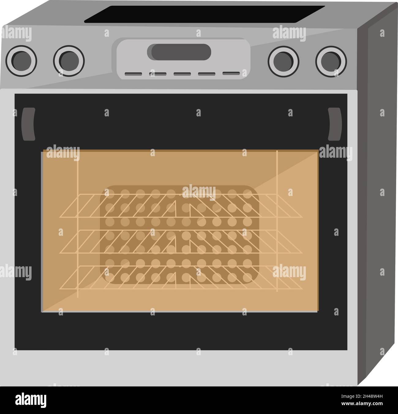 Kitchen oven, illustration, vector on a white background Stock Vector ...
