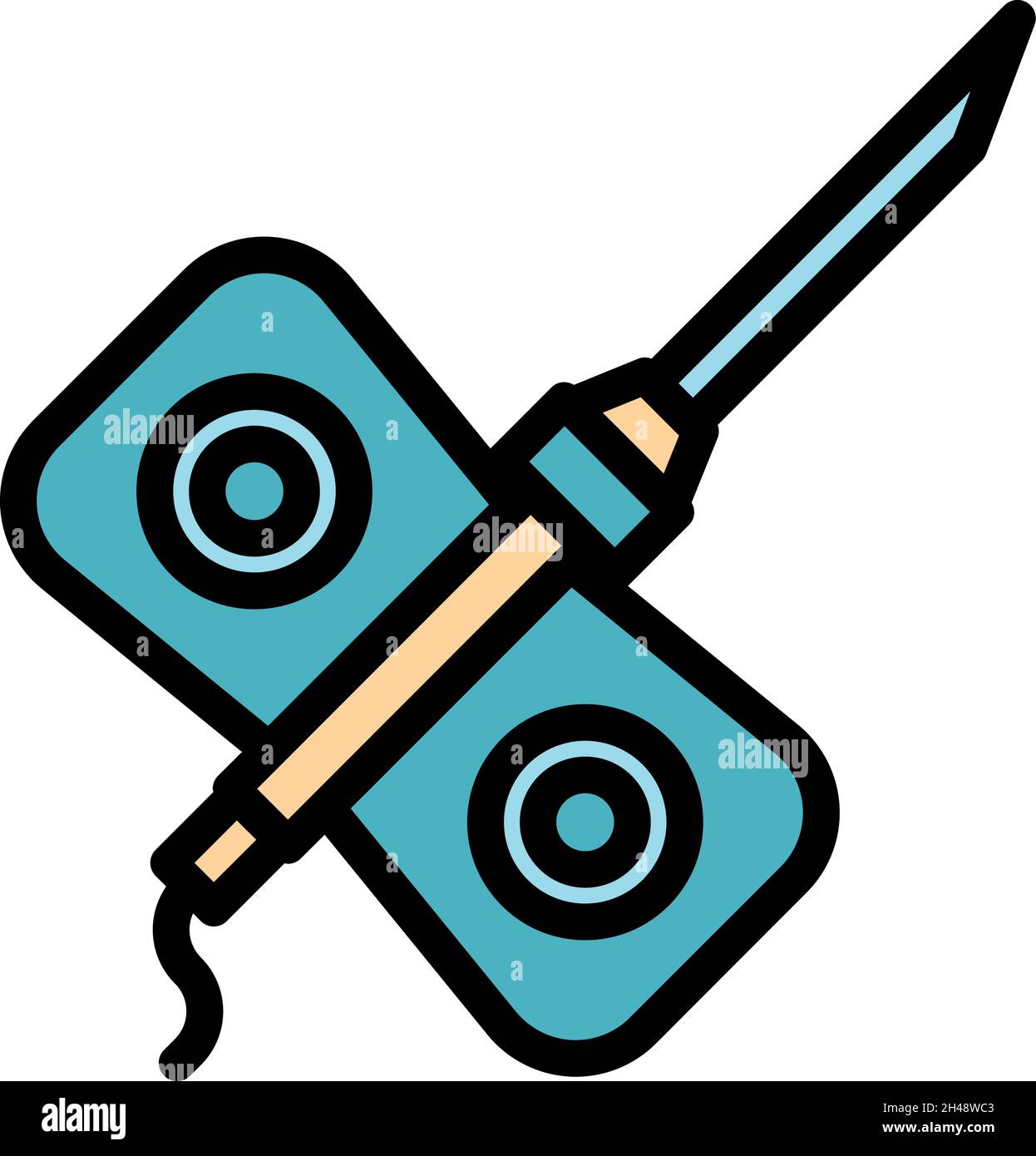 Urinary cathetericon. Outline urinary catheter vector icon color flat ...