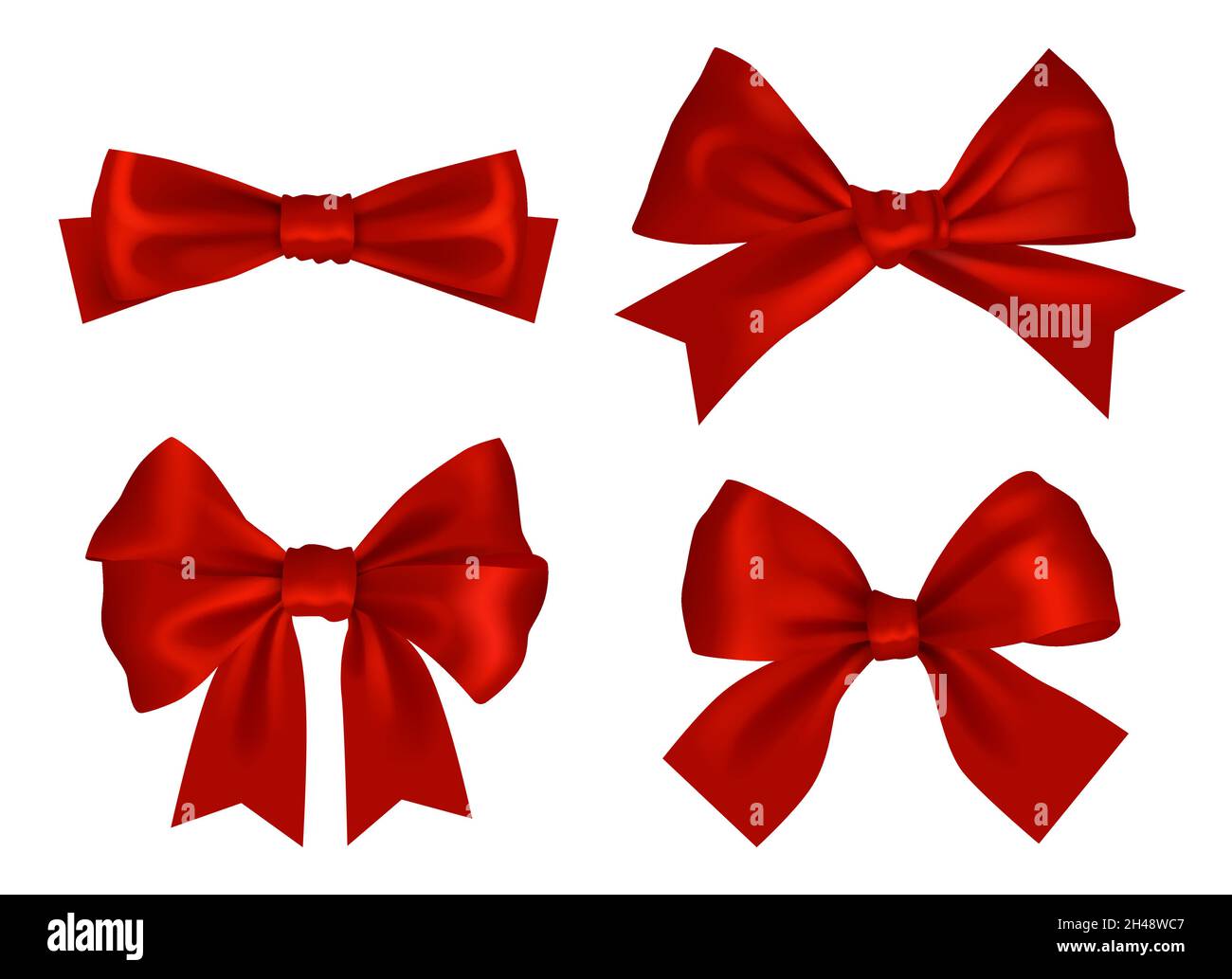 Bow realistic. Ribbons for gift box decoration festival symbols decent ...