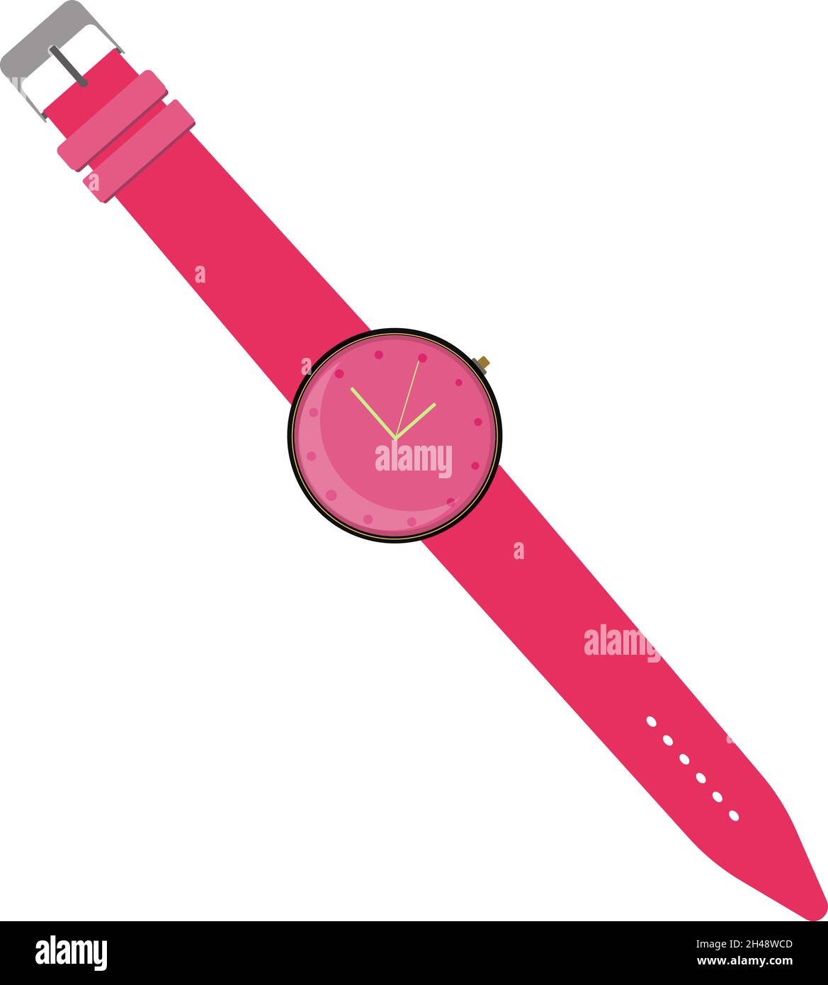 Pink hand watch, illustration, vector on a white background Stock ...