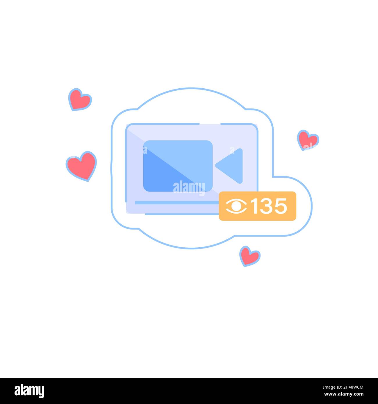 Flat cartoon stylized image of video camera,social media vlog vector ...