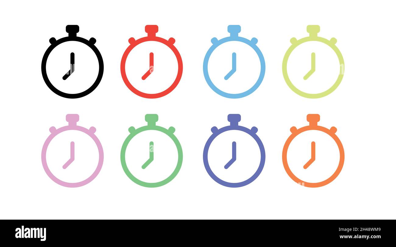 Time Icon Set. Vector different color set of time illustrations Stock ...