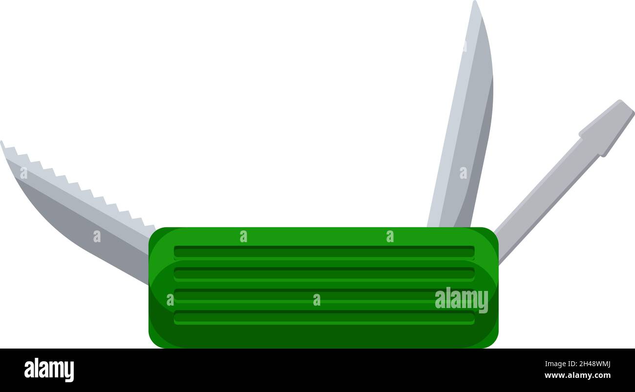 Green pocket knife, illustration, vector on a white background Stock ...