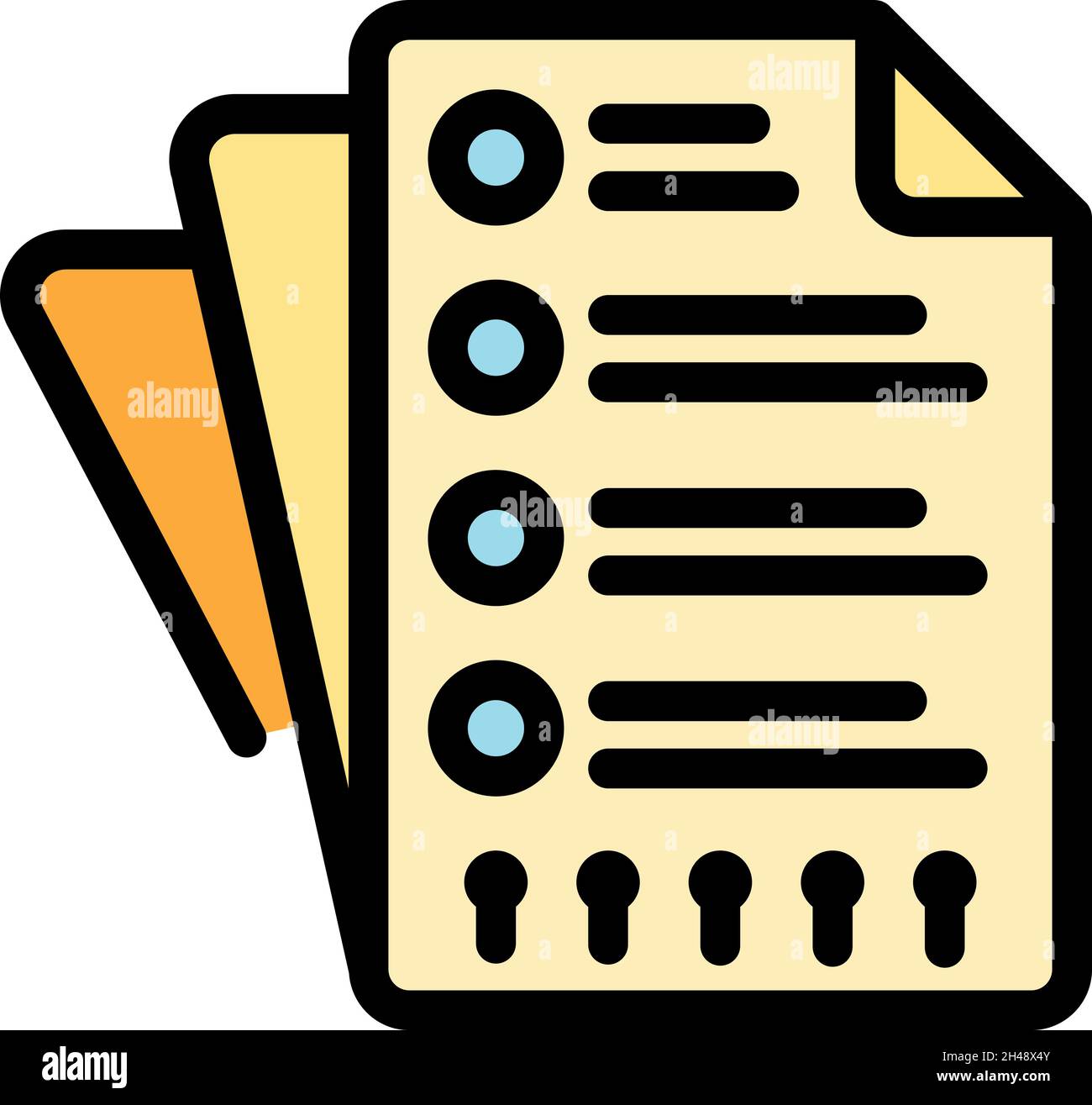 Paper checklist icon. Outline paper checklist vector icon color flat ...