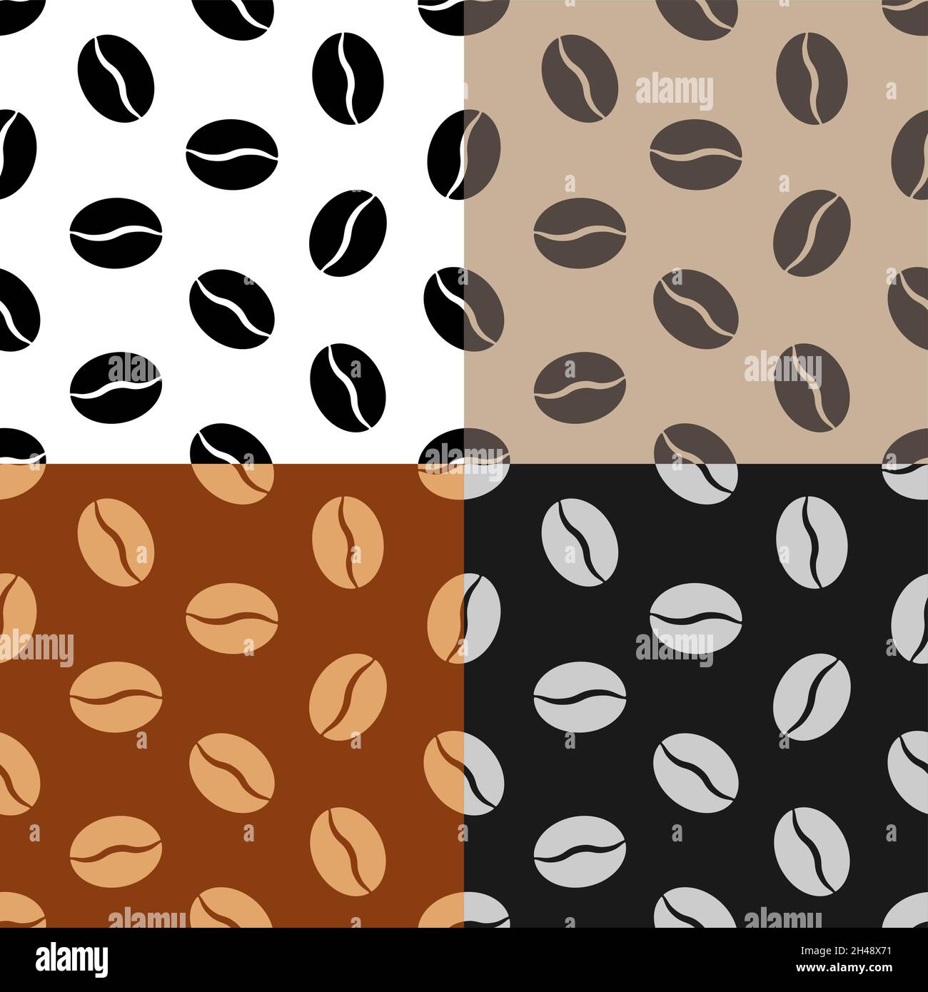 set of seamless patterns with Grain of coffee bean plant. Invigorating ...