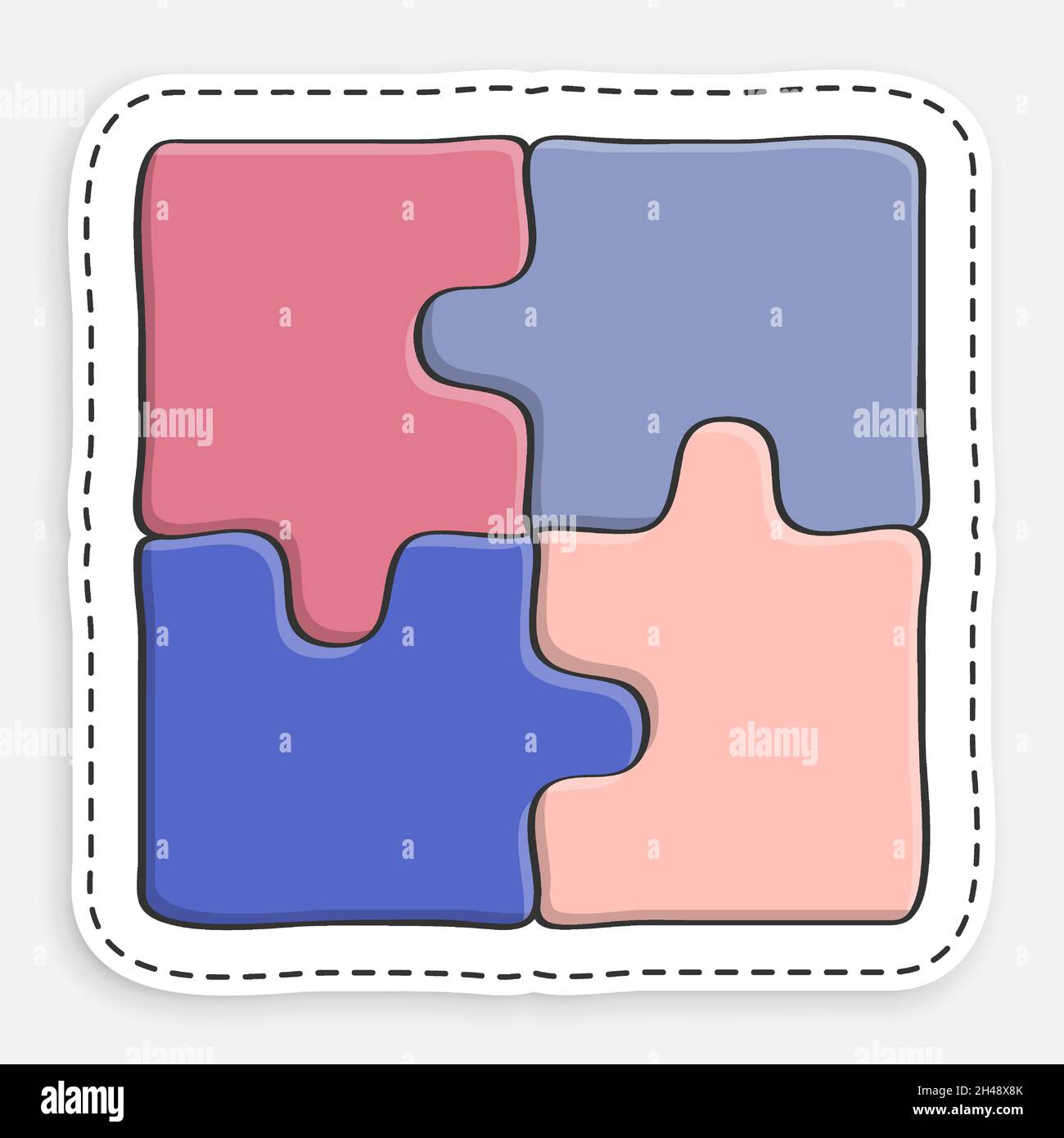 cartoon icon of doodle Pieces of puzzle are connected together ...