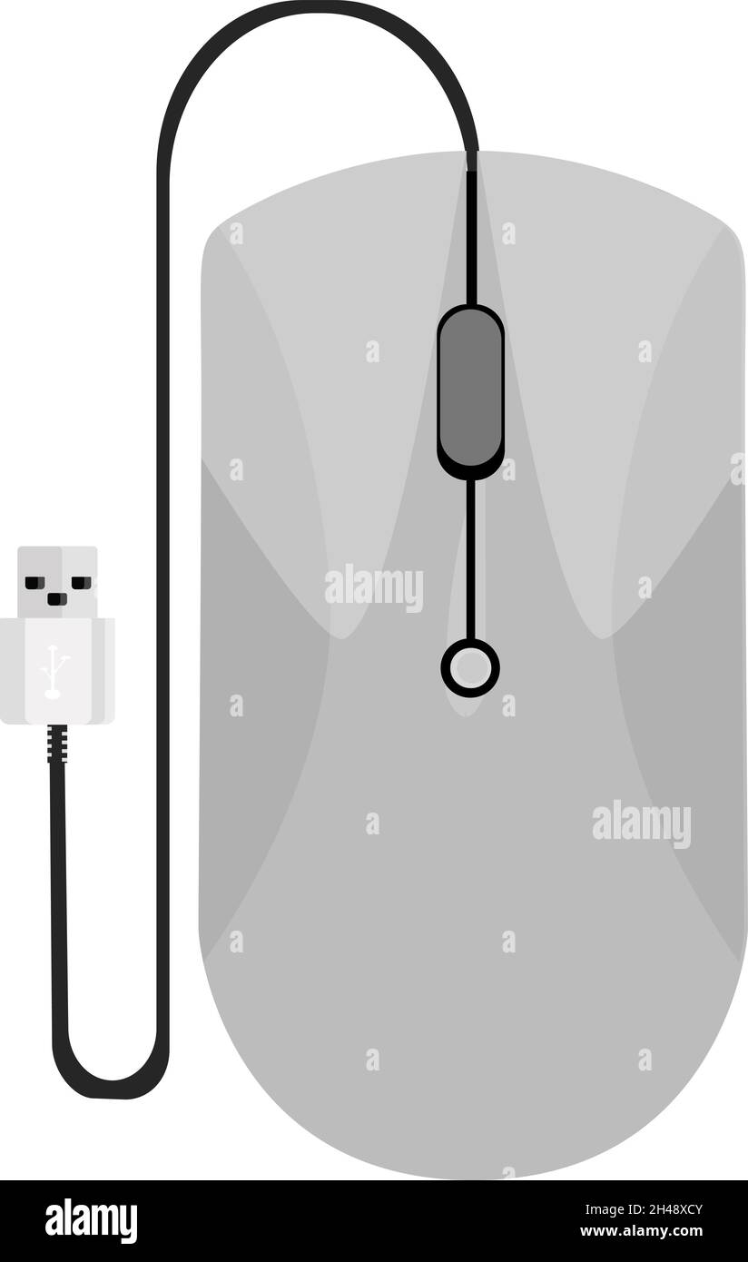 White pc mouse, illustration, vector on a white background Stock Vector ...