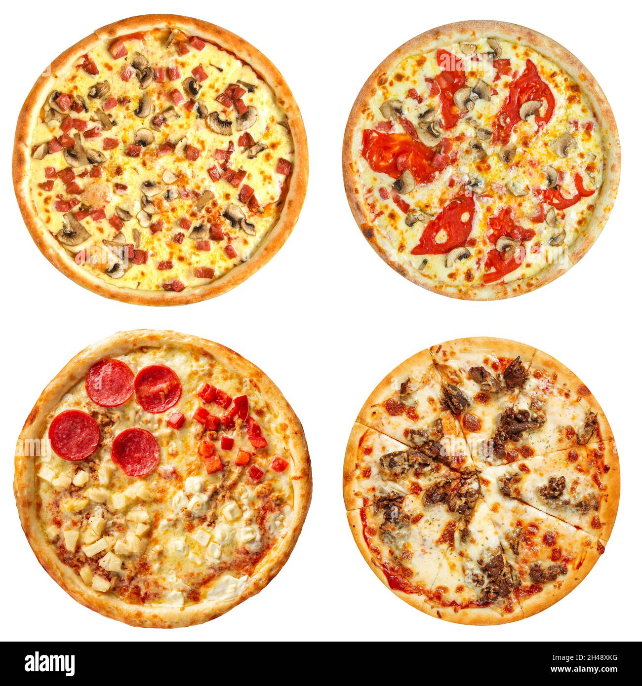 Set of different pizzas collage isolated on white Stock Photo - Alamy