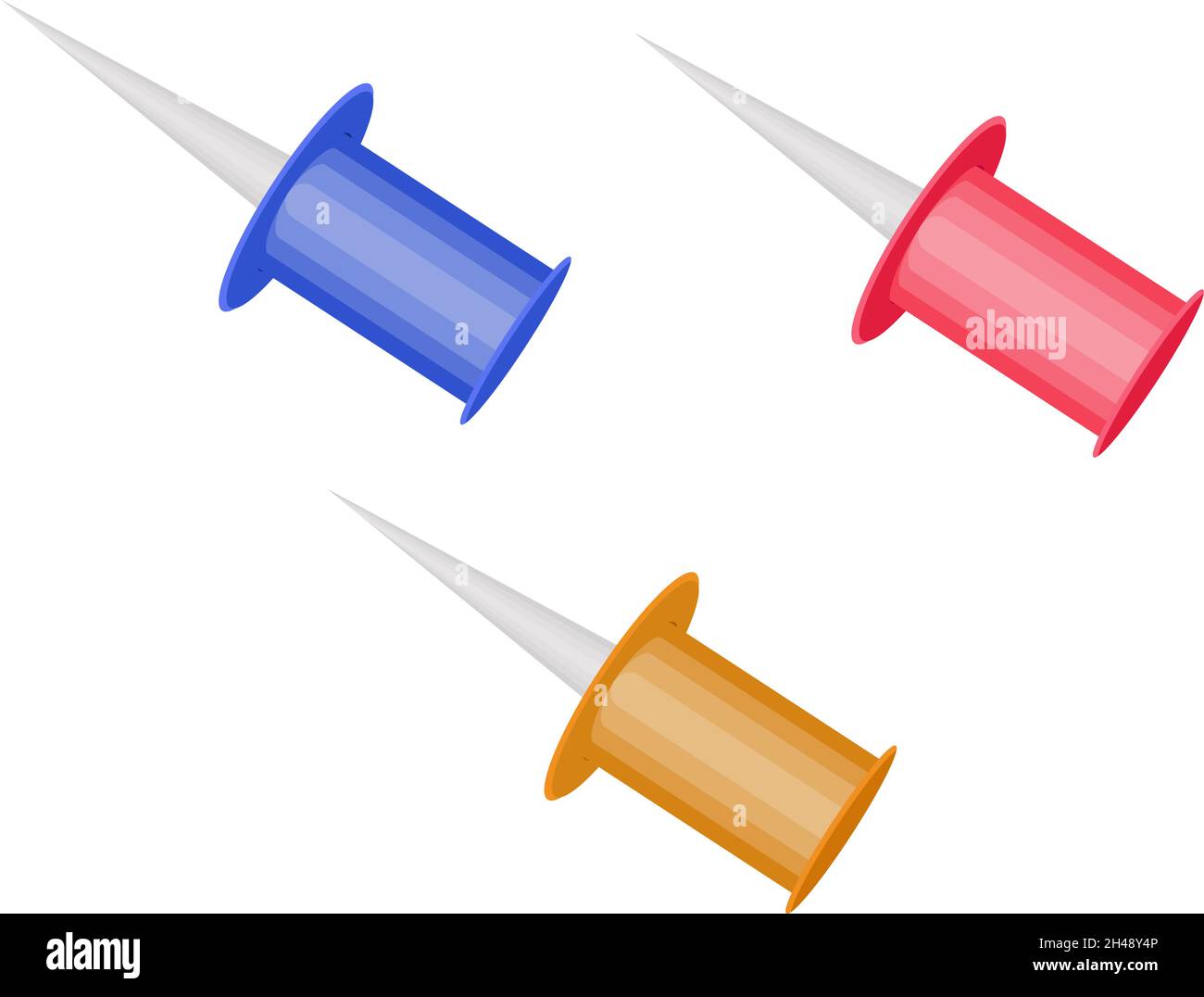 Paper pins, illustration, vector on a white background Stock Vector ...