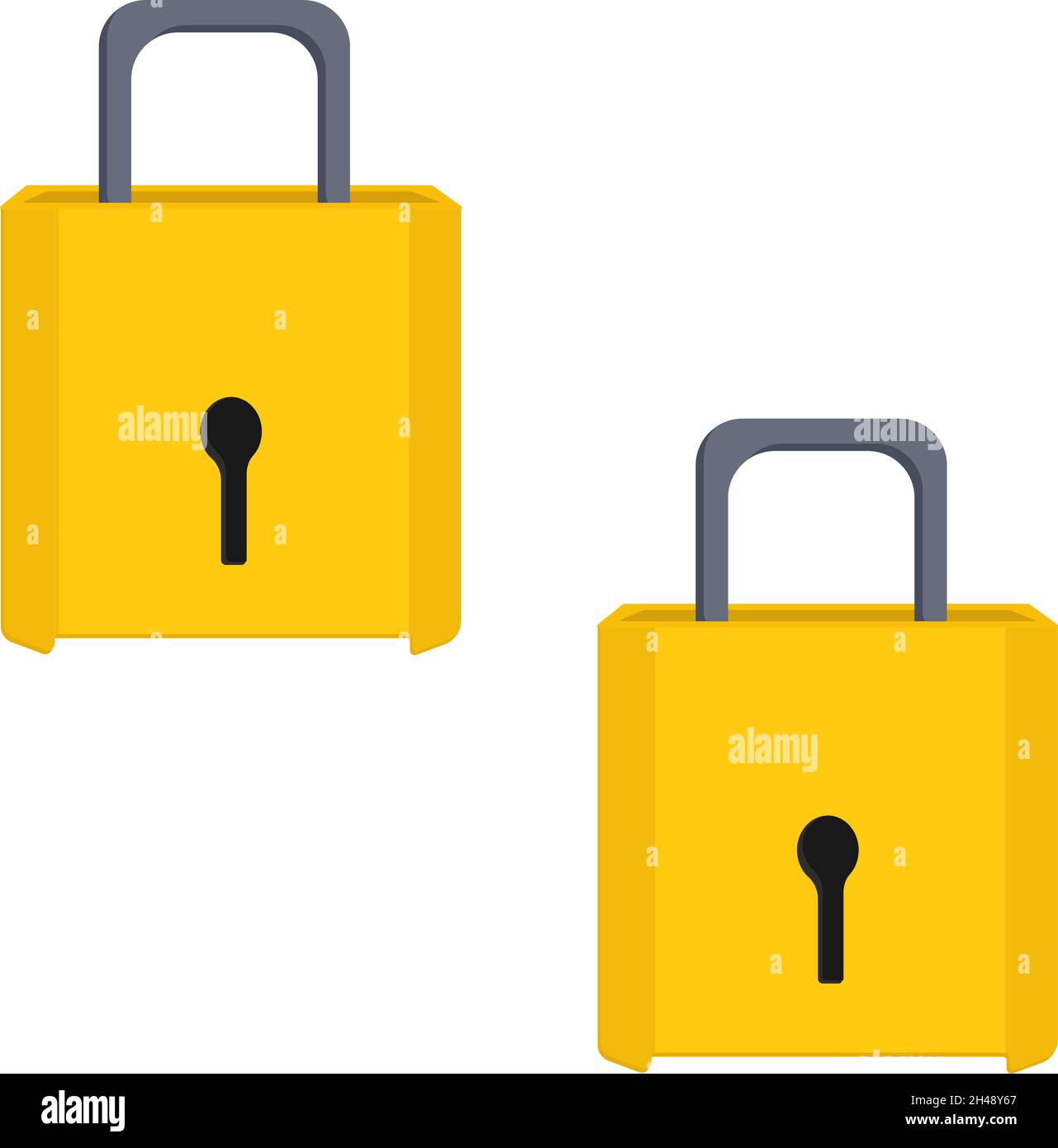 Yellow lock, illustration, vector on a white background Stock Vector ...