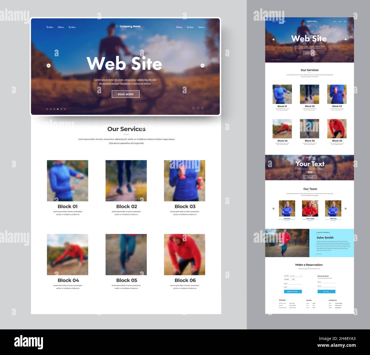 Website template for a sport club or shop with place for photo. Design ...
