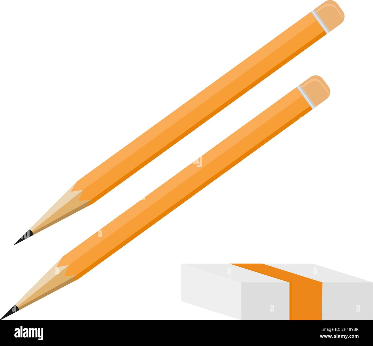 Pencil with eraser, illustration, vector on a white background Stock ...