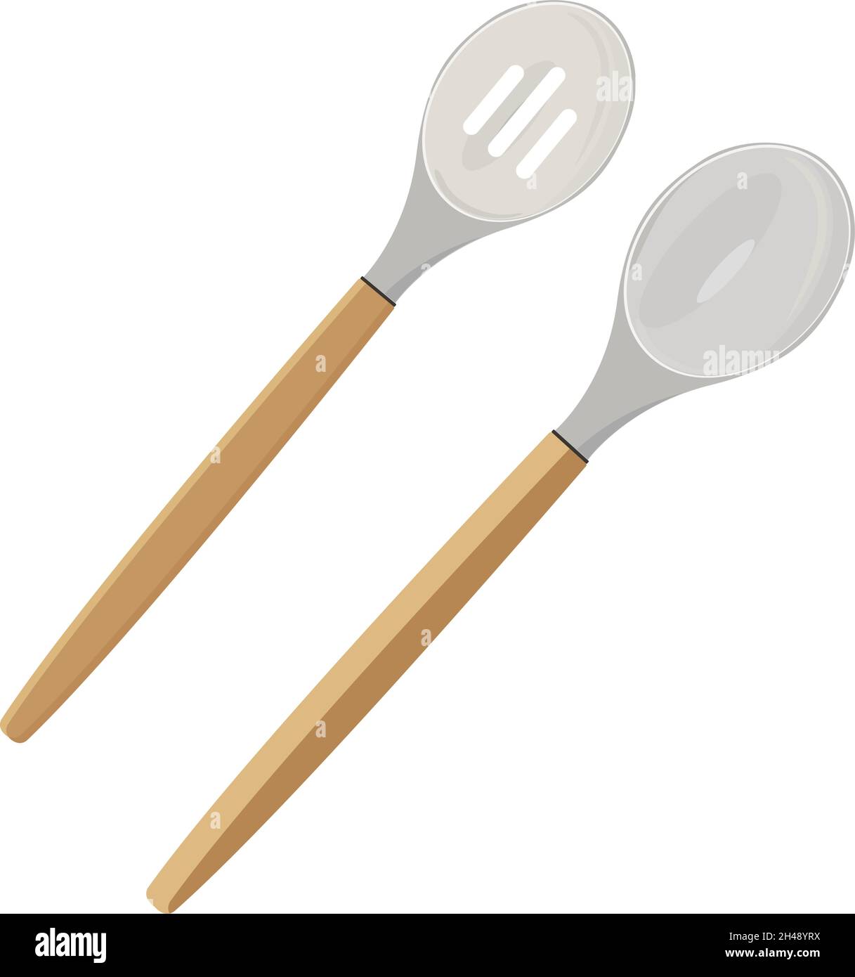 Wooden spoon, illustration, vector on a white background Stock Vector ...