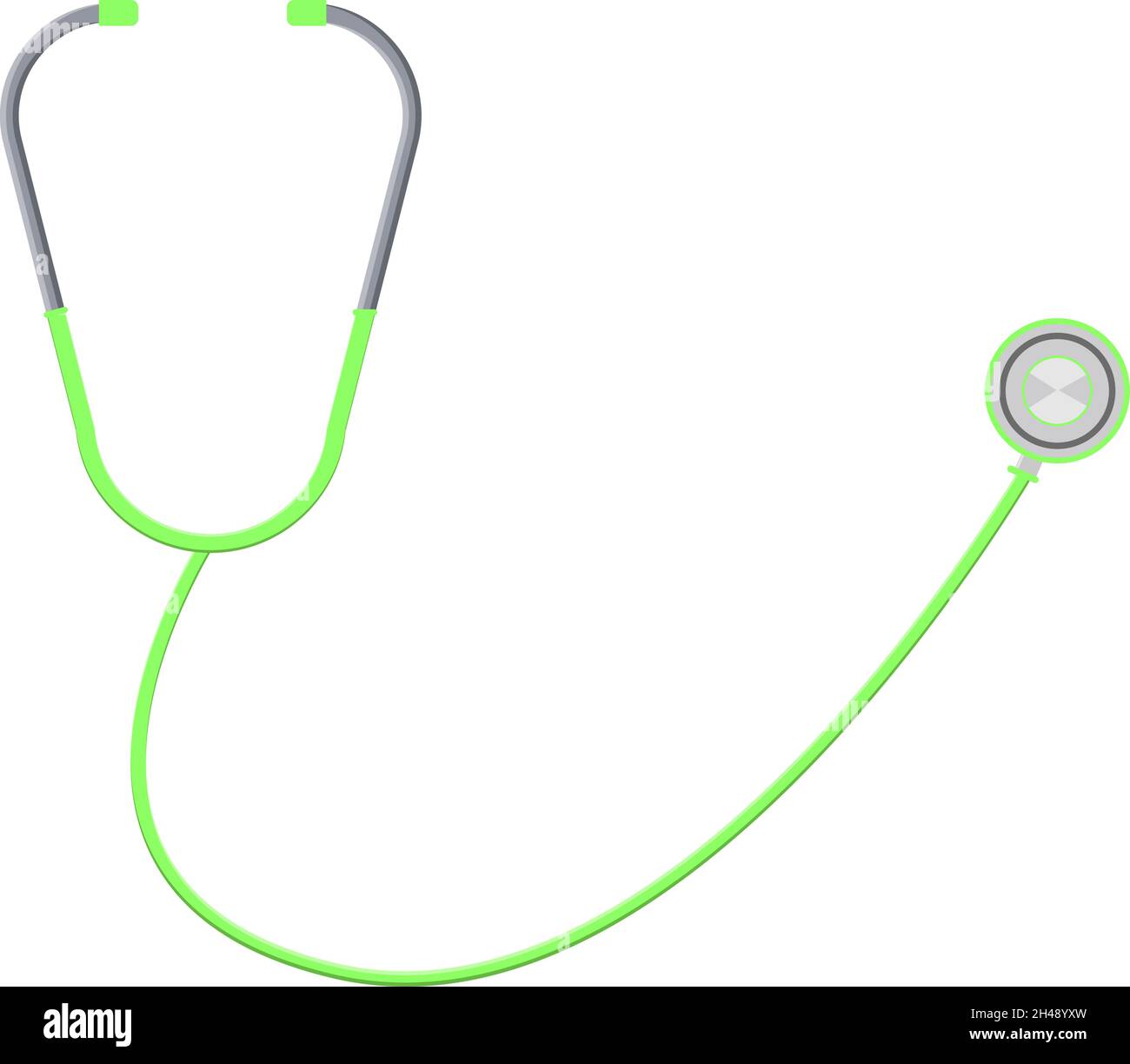 Green stethoscope, illustration, vector on a white background Stock ...