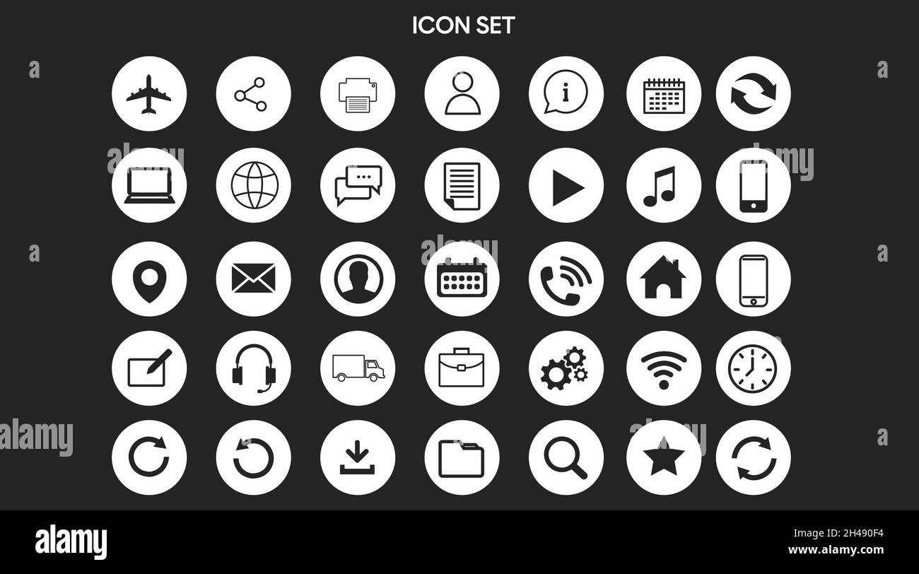 Vector Icon Set. Vector isolated editable flat simple black and white ...