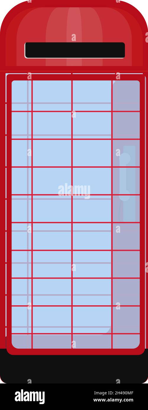 Red telephone booth, illustration, vector on a white background Stock ...