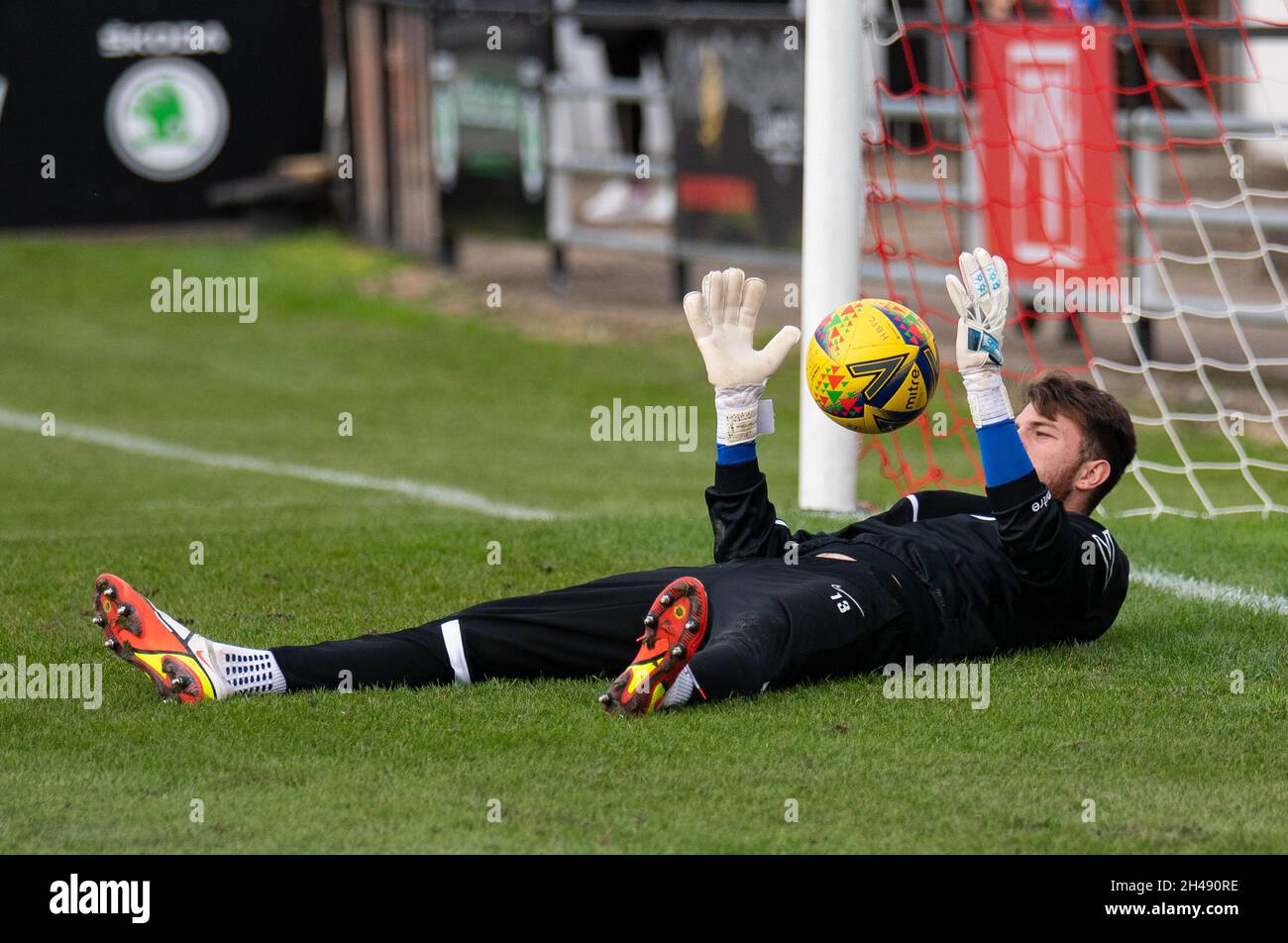 London, England . 23rd Oct, 2021. Harrow Borough goalkeeper Joshua ...
