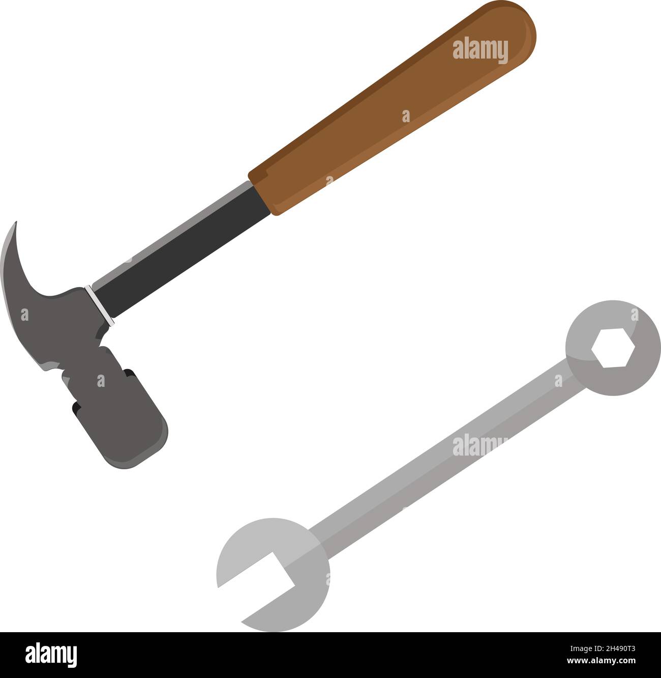Hammer and wrench, illustration, vector on a white background Stock ...