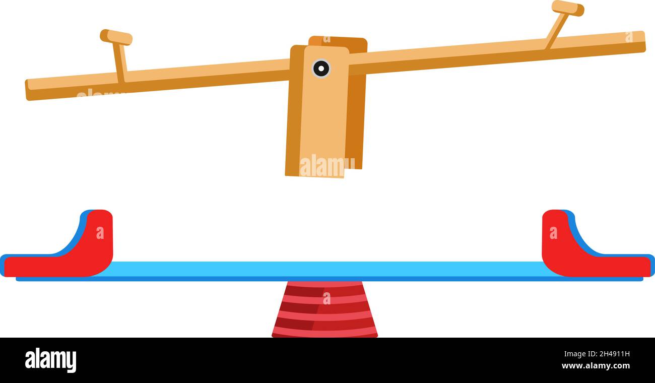 Kids see saw, illustration, vector on a white background Stock Vector ...