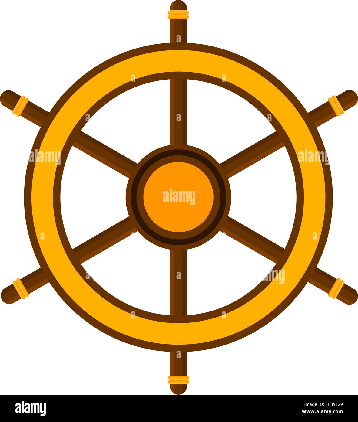 Ship wooden wheel, illustration, vector on a white background Stock ...