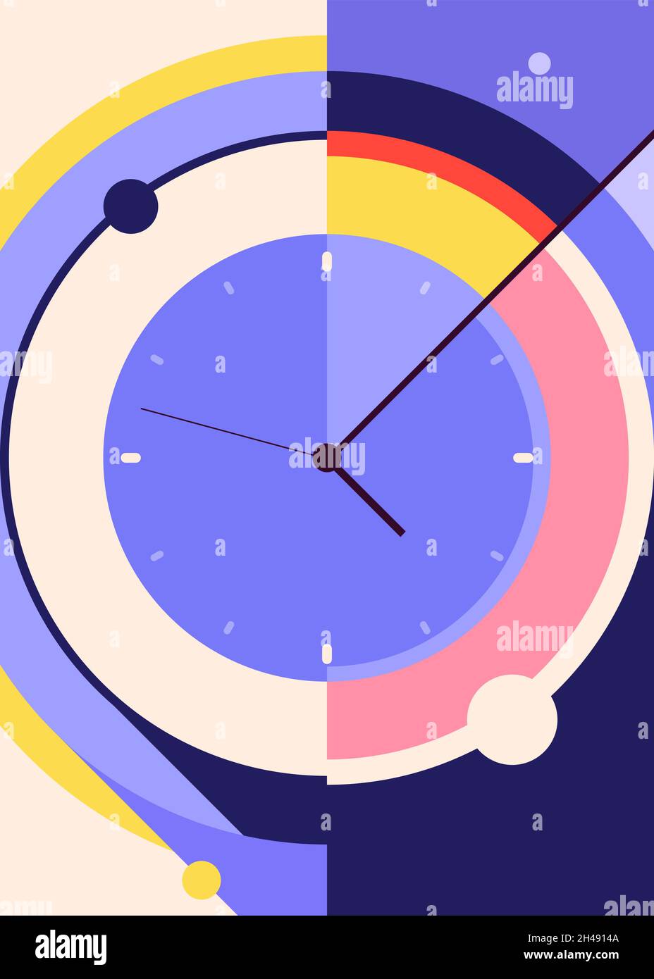 Poster with abstract clock. Placard design in flat style Stock Vector ...