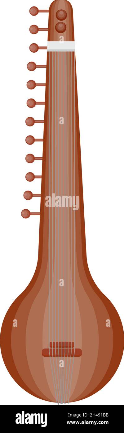 Sitar instrument, illustration, vector on a white background Stock ...