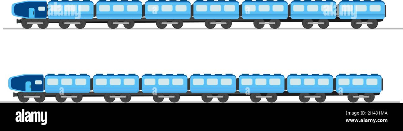 Blue train, illustration, vector on a white background Stock Vector ...