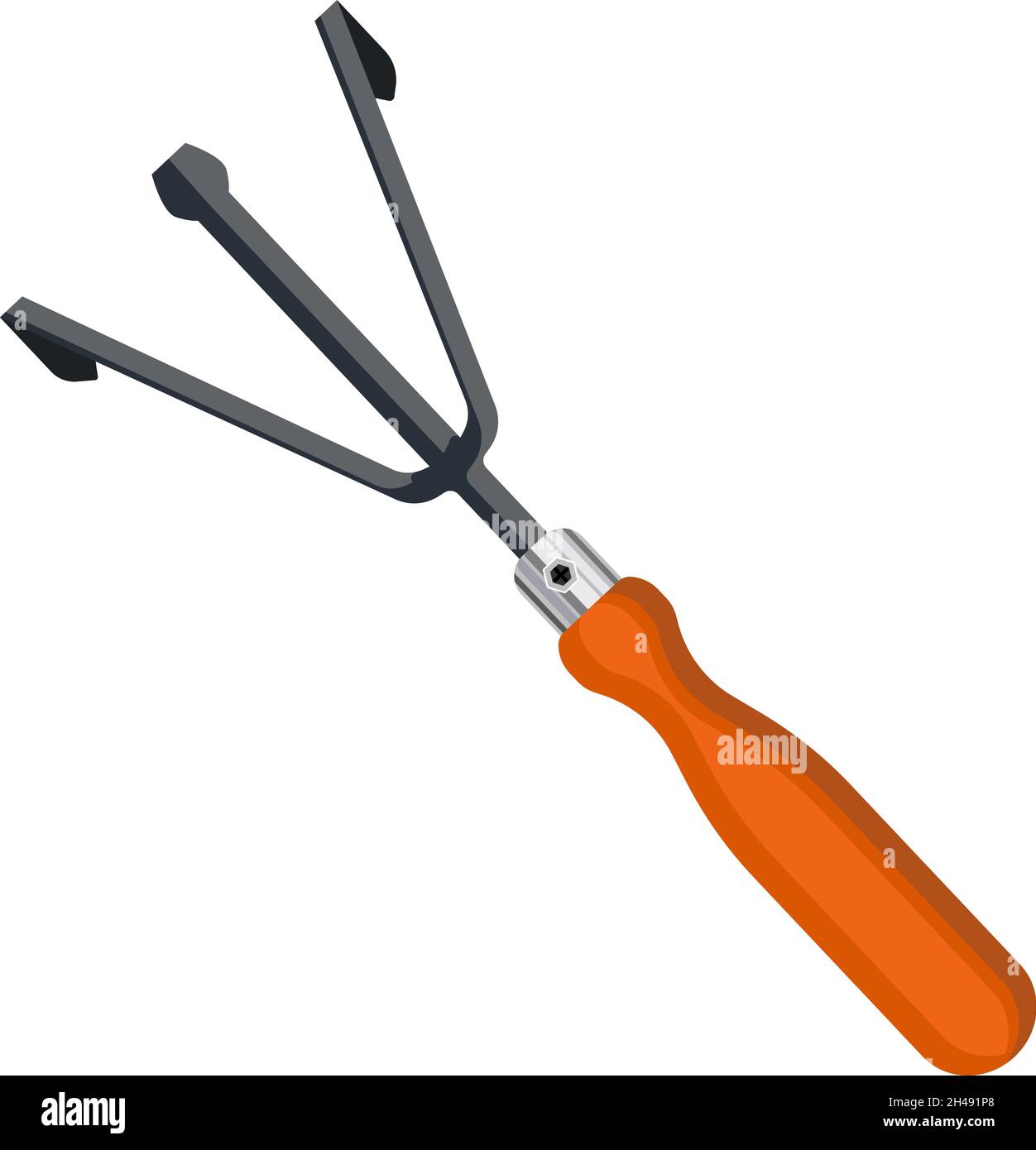 Gardening rake, illustration, vector on a white background Stock Vector ...