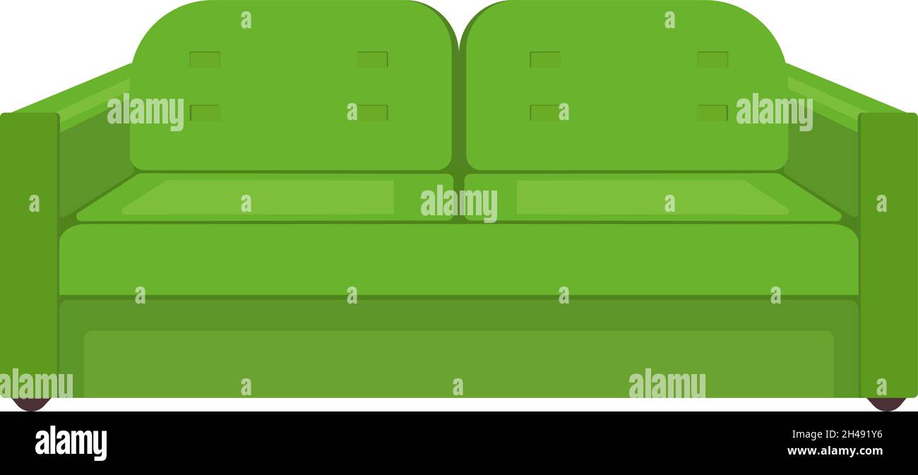 Green sofa, illustration, vector on a white background Stock Vector ...