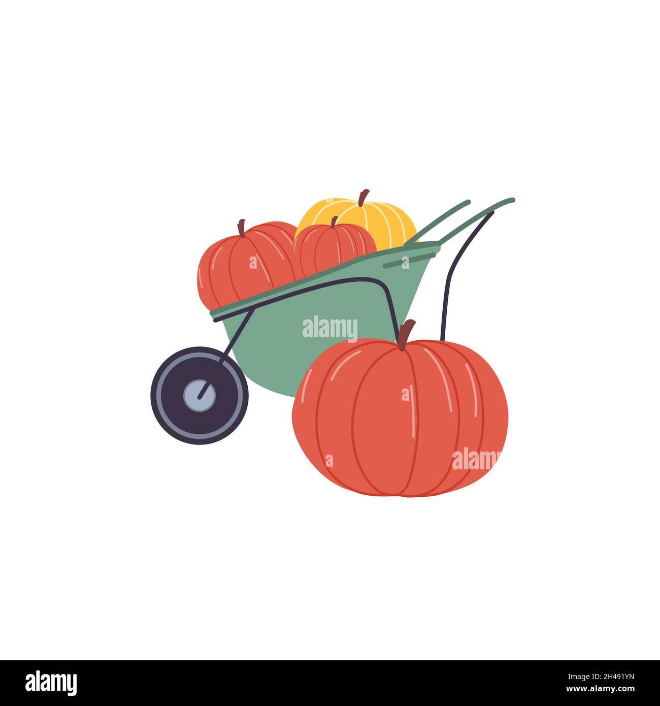 Flat cartoon wheelbarrow,organic agricultural vector illustration ...