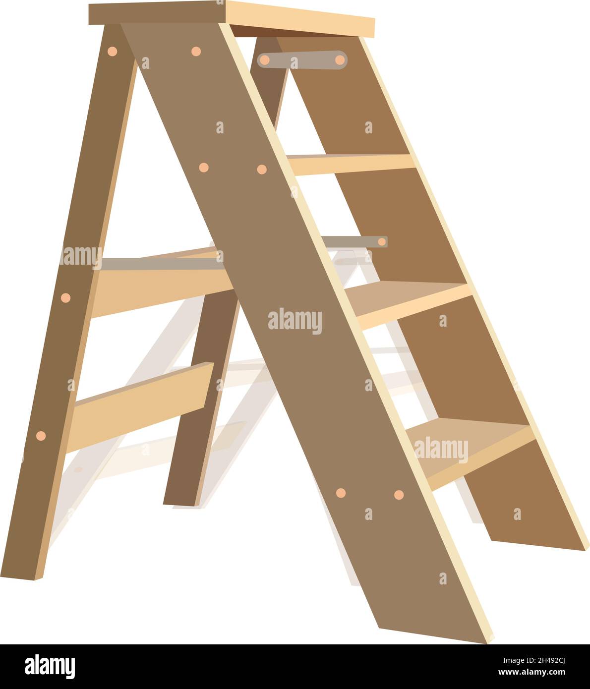 Wooden ladder, illustration, vector on a white background Stock Vector ...