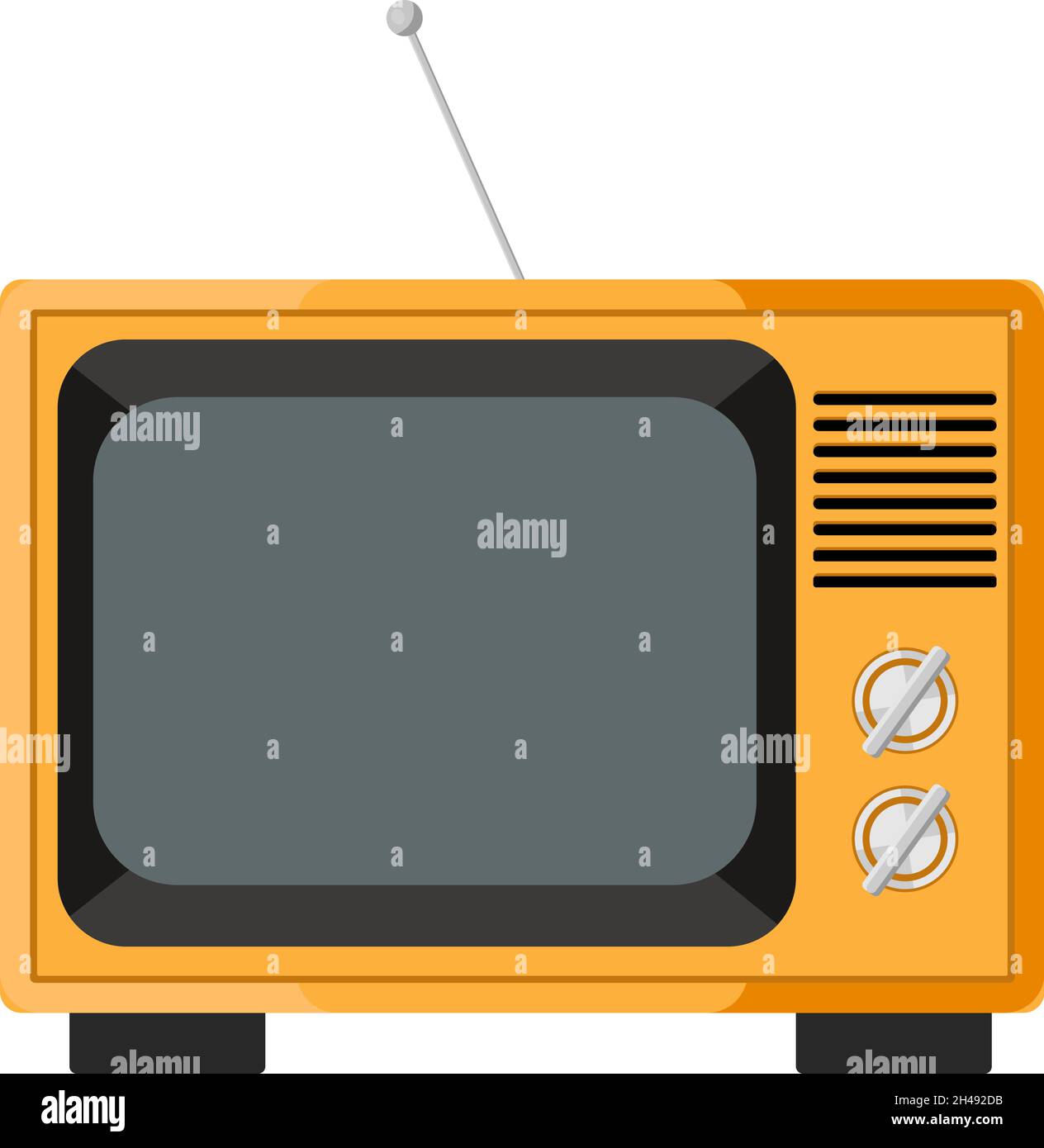 Yellow retro tv, illustration, vector on a white background Stock ...