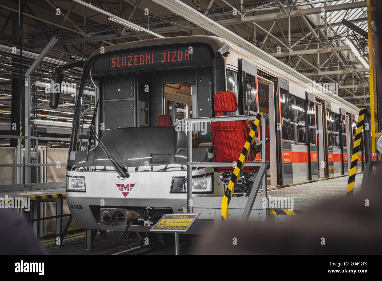 Siemens M1, electrical train of the Prague metro, during a regular ...