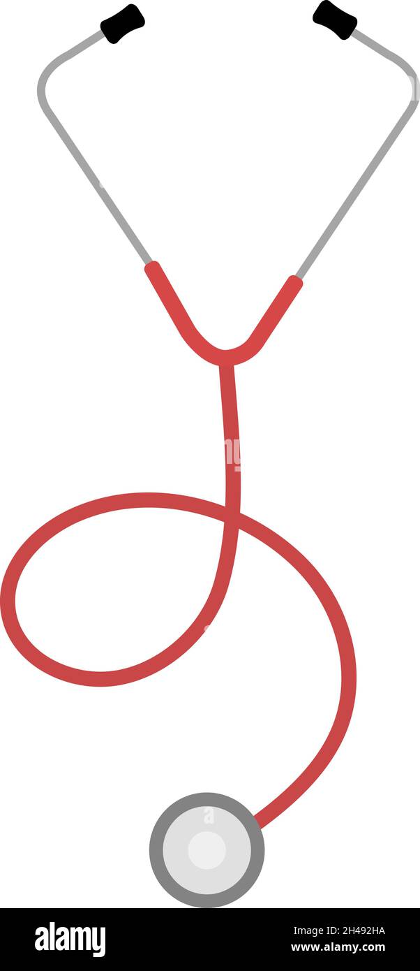 Red stethoscope, illustration, vector on a white background Stock ...