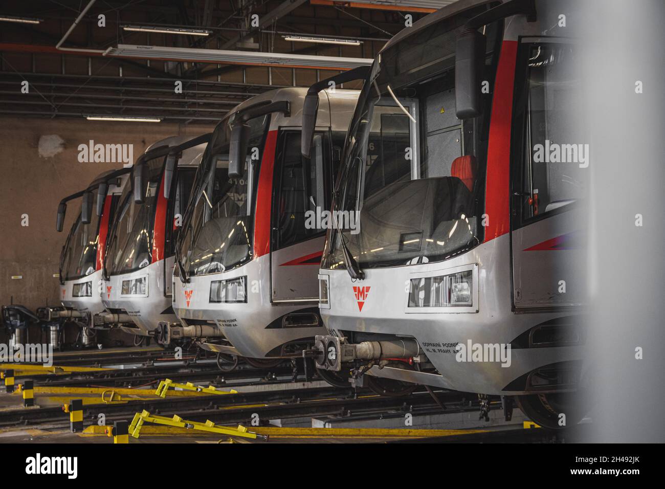 Siemens M1, electrical train of the Prague metro, during a regular ...