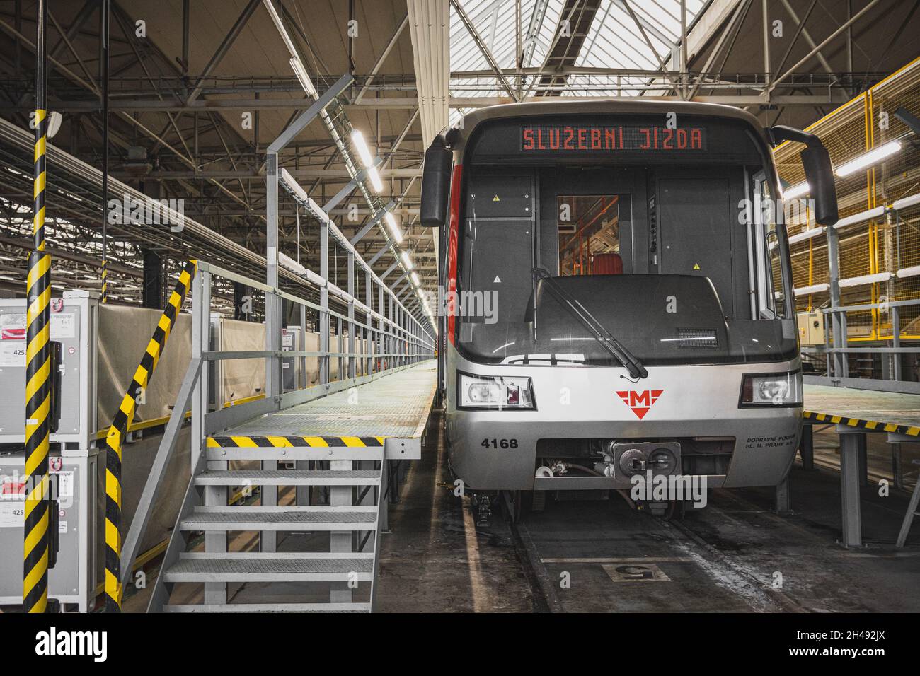 Siemens M1, electrical train of the Prague metro, during a regular ...