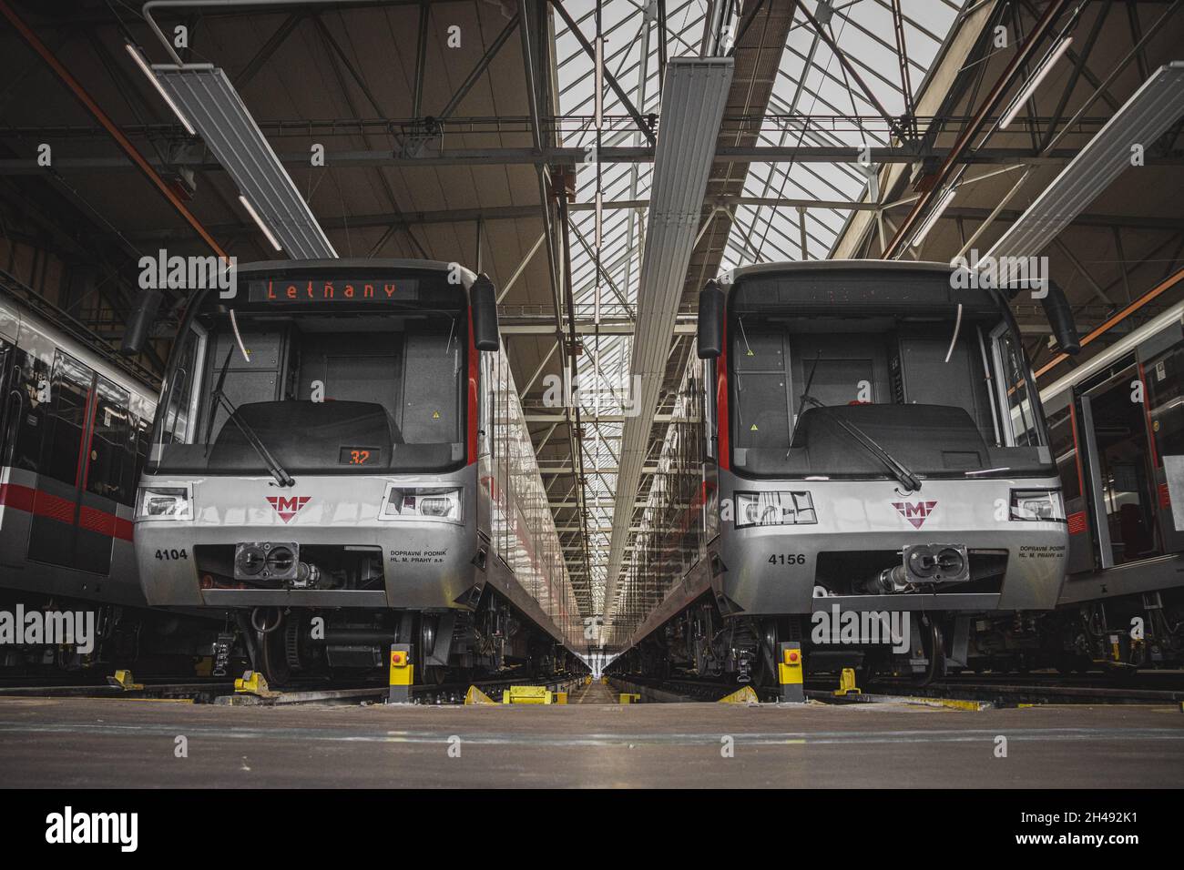 Siemens M1, electrical train of the Prague metro, during a regular ...