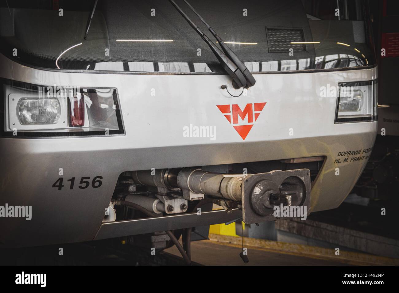 Siemens M1, electrical train of the Prague metro, during a regular ...