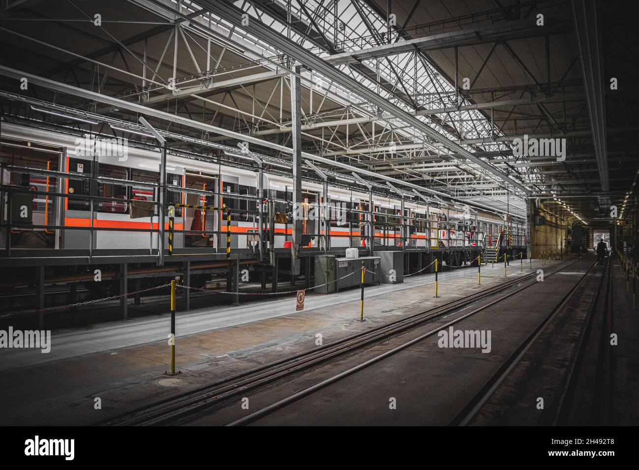 Siemens M1, electrical train of the Prague metro, during a regular ...