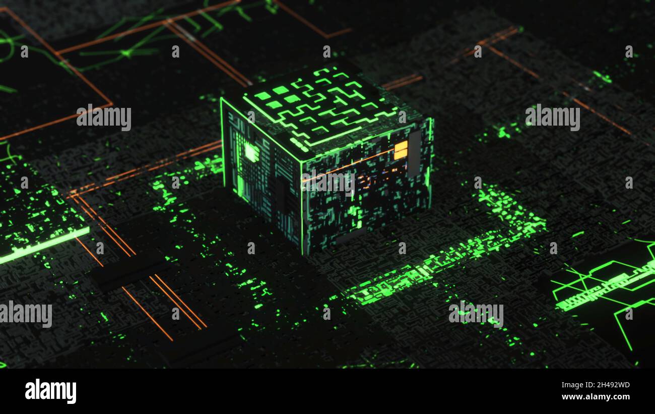 Processor or microchip and electronic signals on motherboard circuit ...