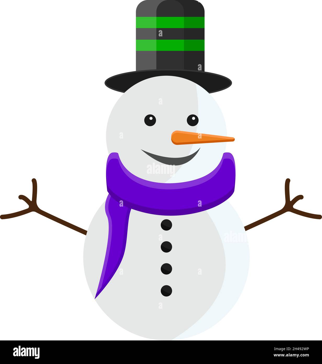Snowman with hat, illustration, vector on a white background Stock ...
