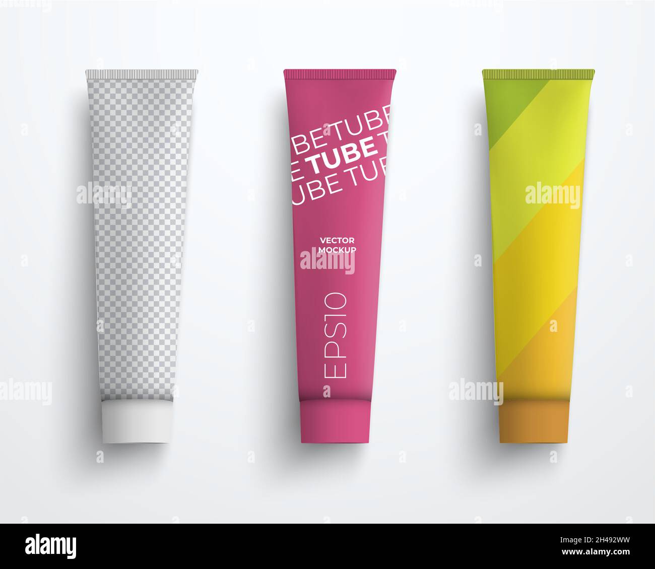 Three mockup of vector cosmetic plastic tube for cream and liquids ...
