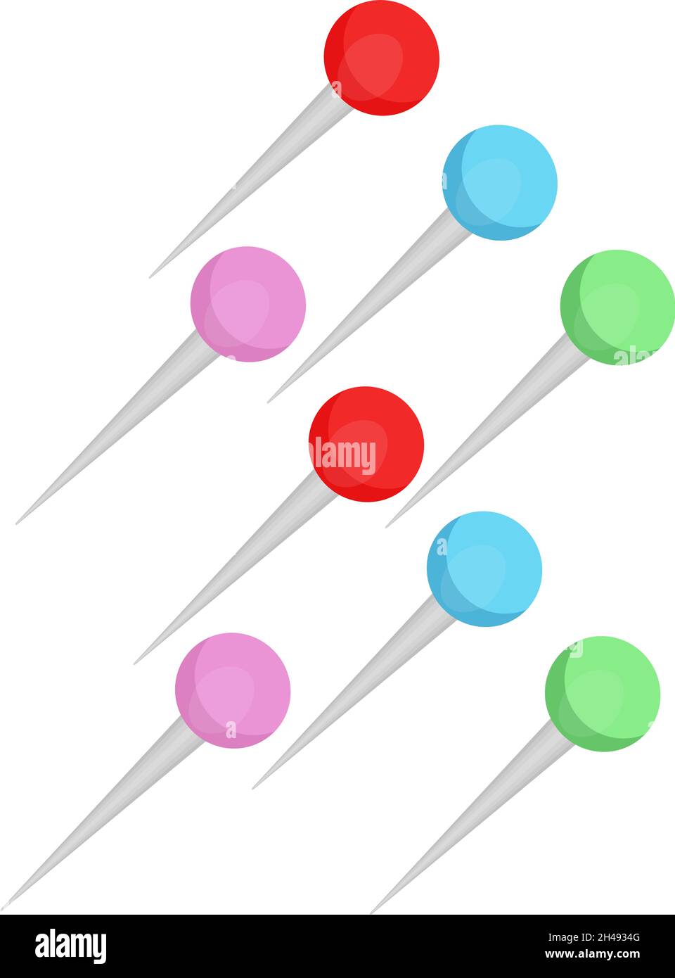 Colorful pins, illustration, vector on a white background Stock Vector ...