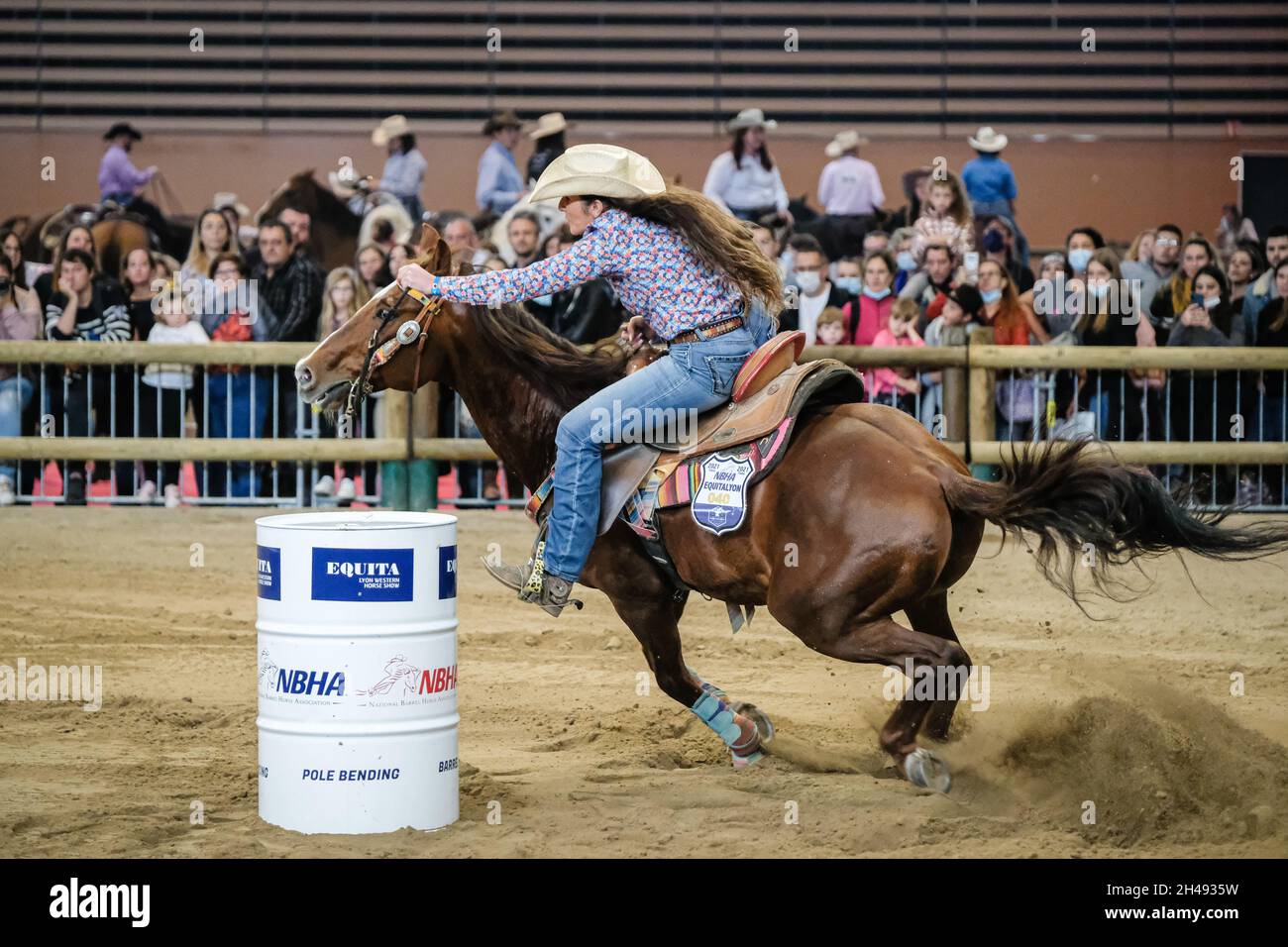 Lyon (France), 30 October 2021. Barrel racing competition at Equita ...