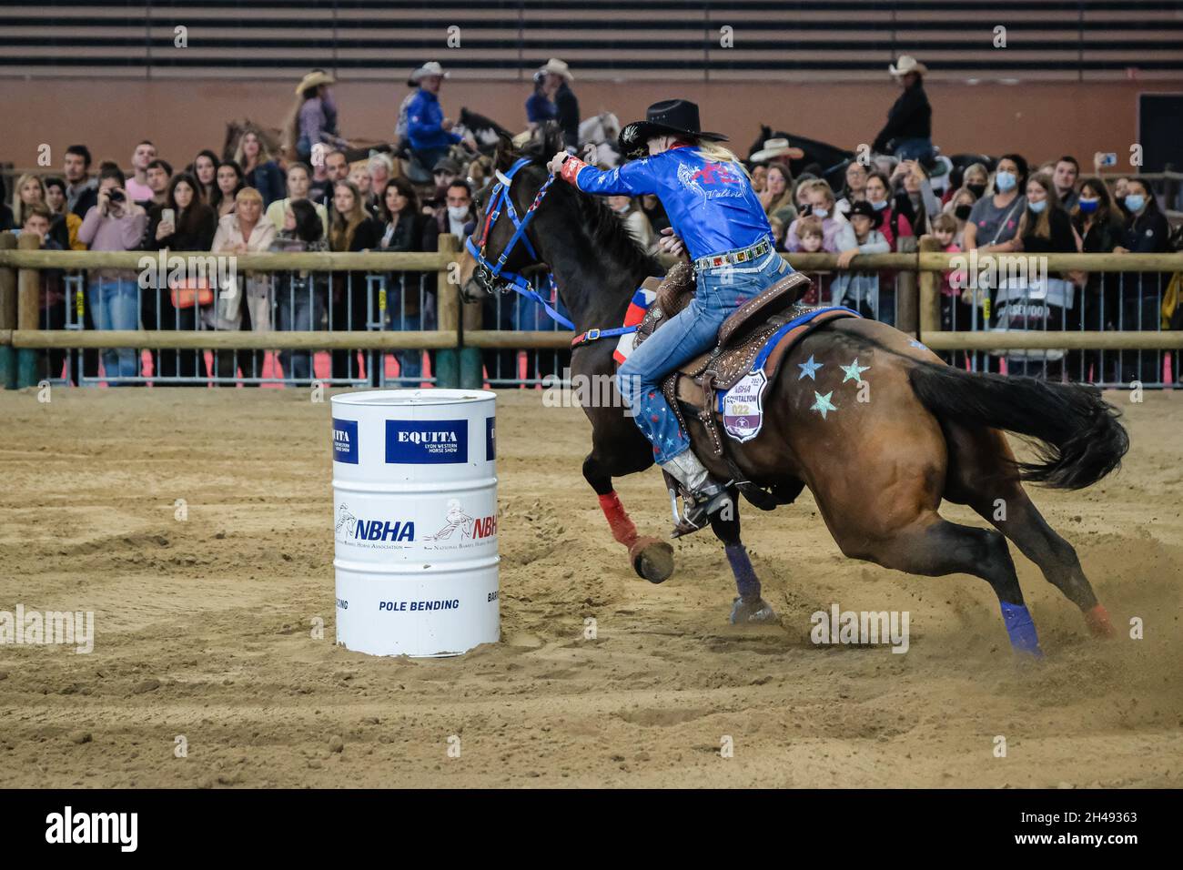 Lyon (France), 30 October 2021. Barrel racing competition at Equita ...